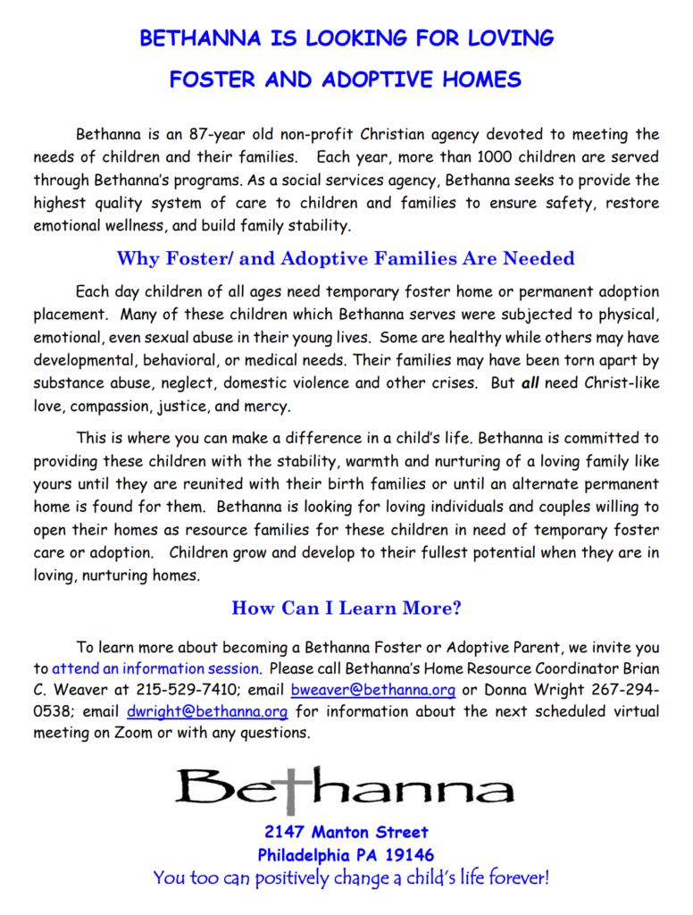 Foster Care – Bethanna